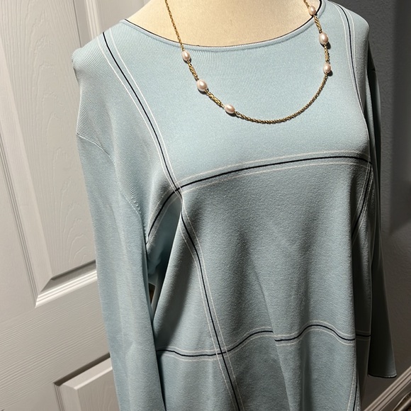 Finity | Sweaters | Powder Blue Sweater With Thin Stripe | Poshmark